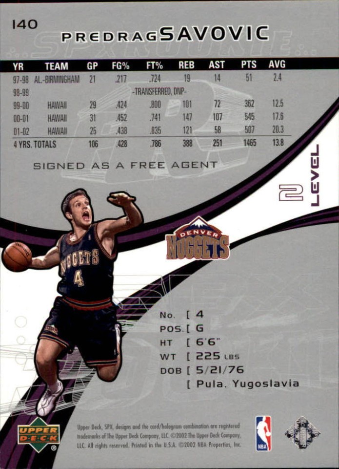 2002-03 SPx #140 Predrag Savovic RC/2599 - NM-MT | eBay