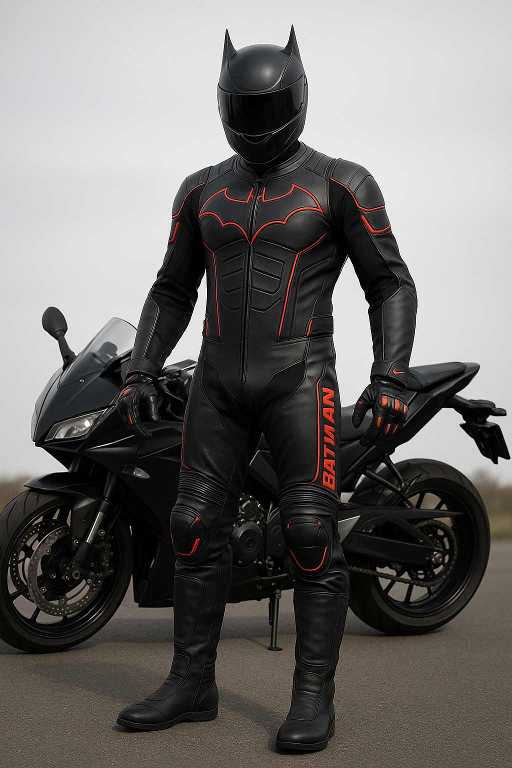 Batman Motorcycle Leather Suit – Custom Superhero Biker Racing Gear CE ...
