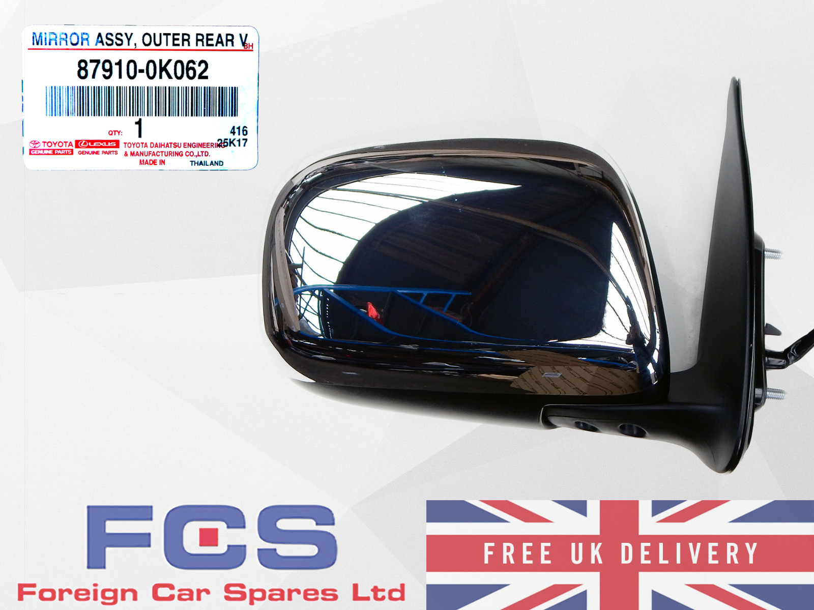 NEW GENUINE 05-12 TOYOTA HILUX RH OS RIGHT SIDE WING MIRROR CHROME ...