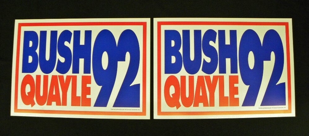 NOS Original Pair of Bush Quayle 92 Election Campaign Posters 20" x 14 ...