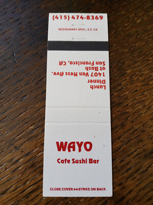 Vintage Matchbook: Wayo Cafe Sushi Bar, San Francisco, CA | eBay