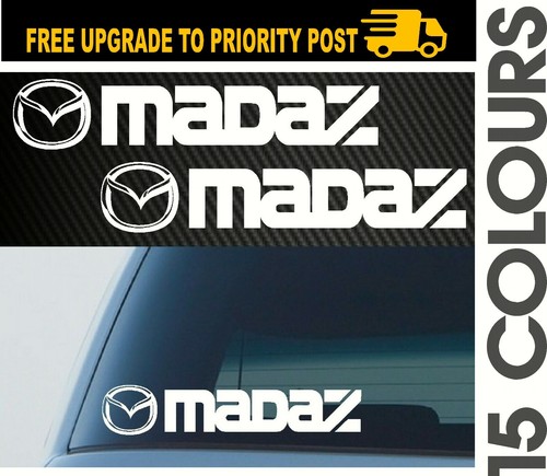 2x MADAZ mazda logo parody Car Sticker 260mm | eBay Australia