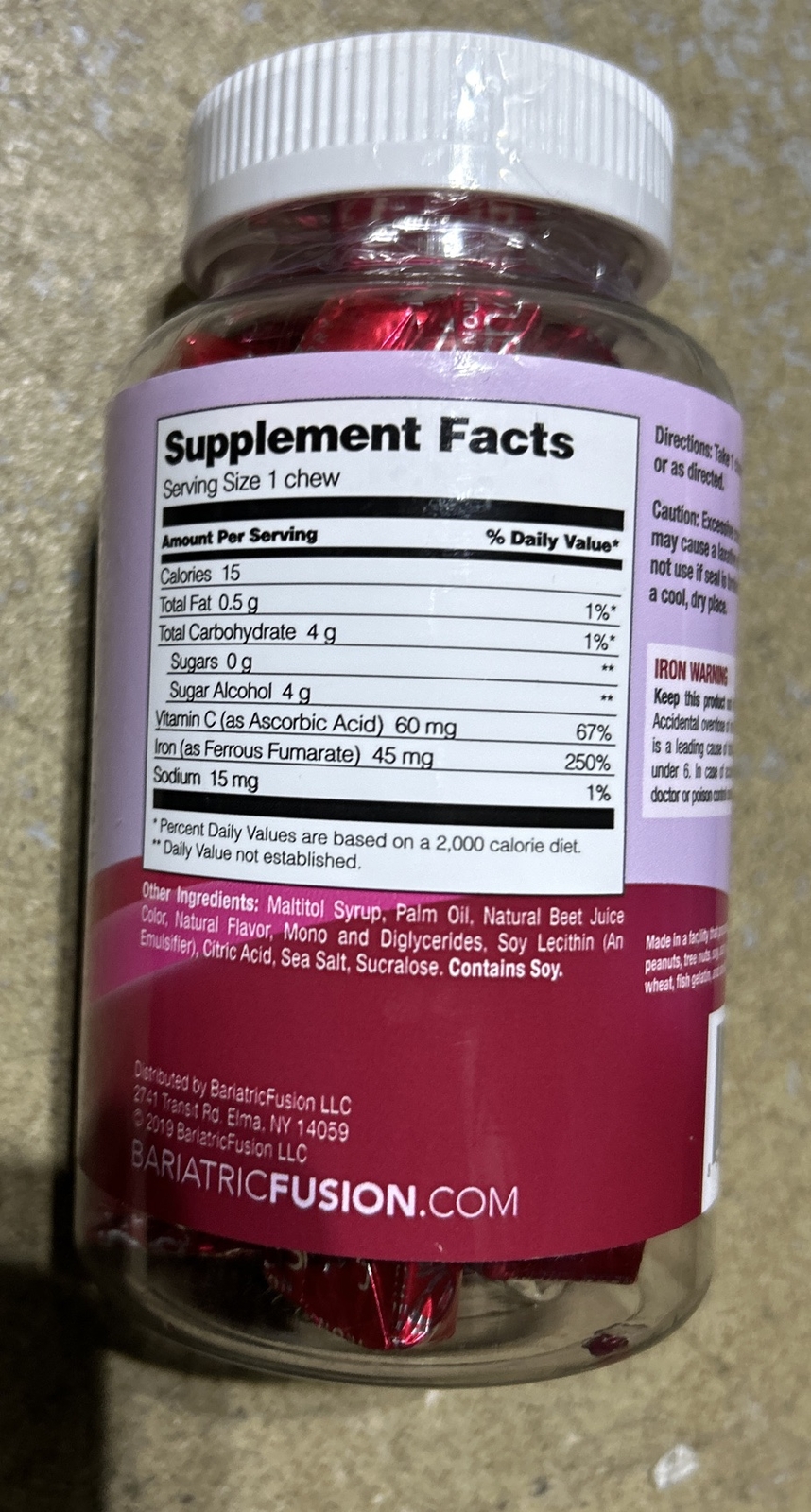 Fusion Lifestyle Iron 45mg Plus Vitamin C Cherry Flavor - 60 Soft Chews ...