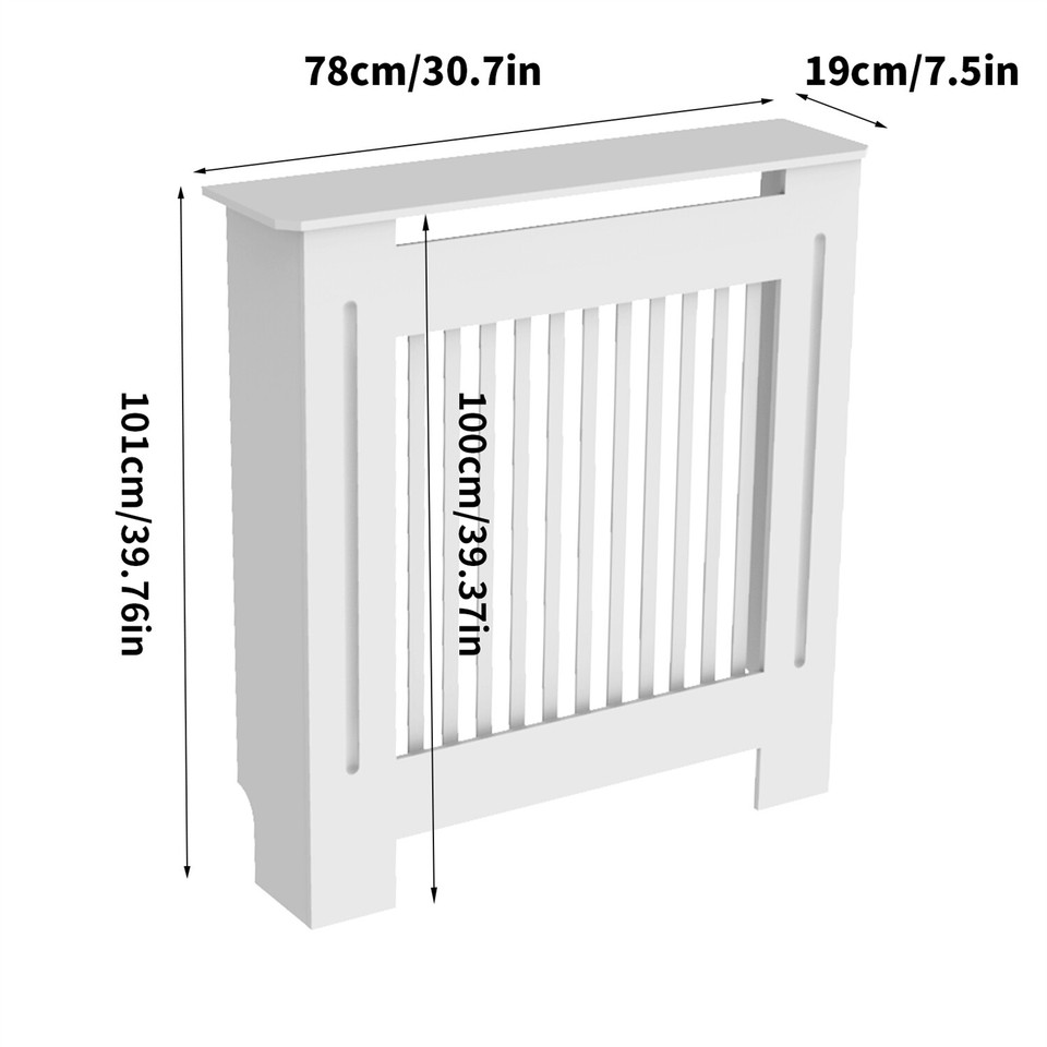 100cm White Radiator Cover Grill Shelf Cabinet Enclosure Moisture-proof ...