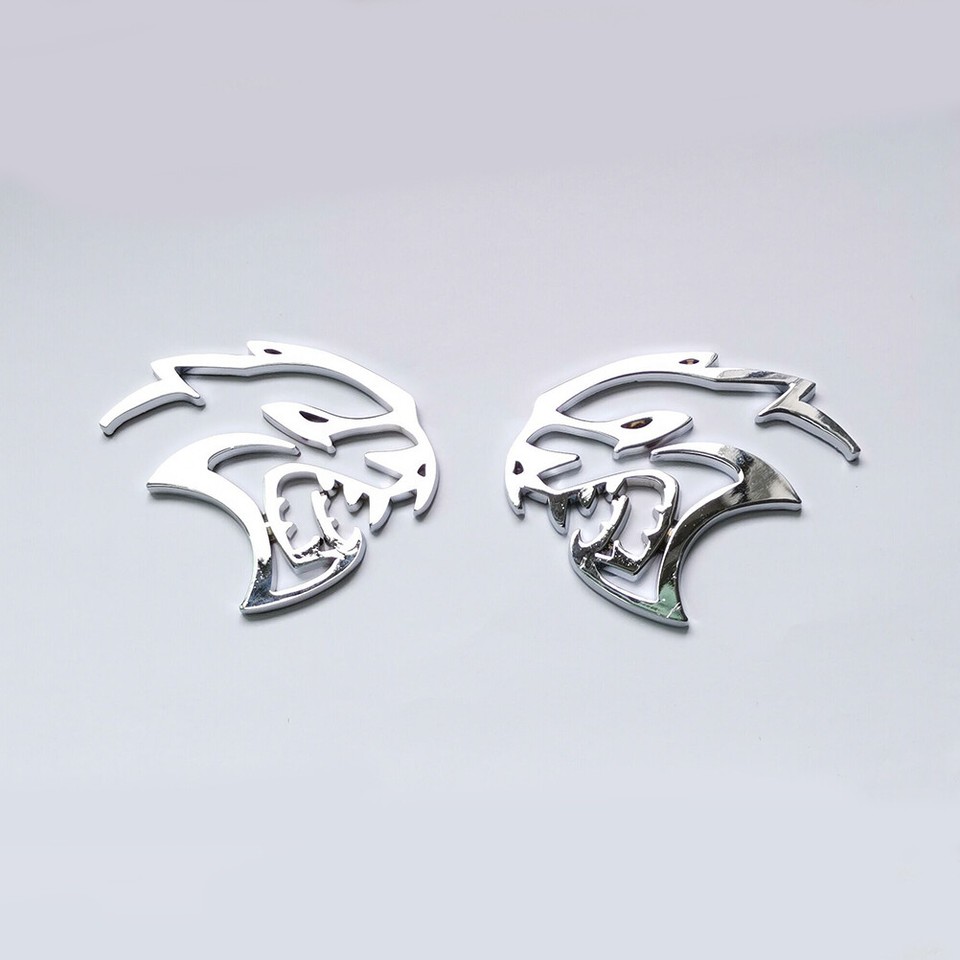2pc Hollow Hellcat SRT Emblem Left Right Badge made for Hellcat Chrome ...