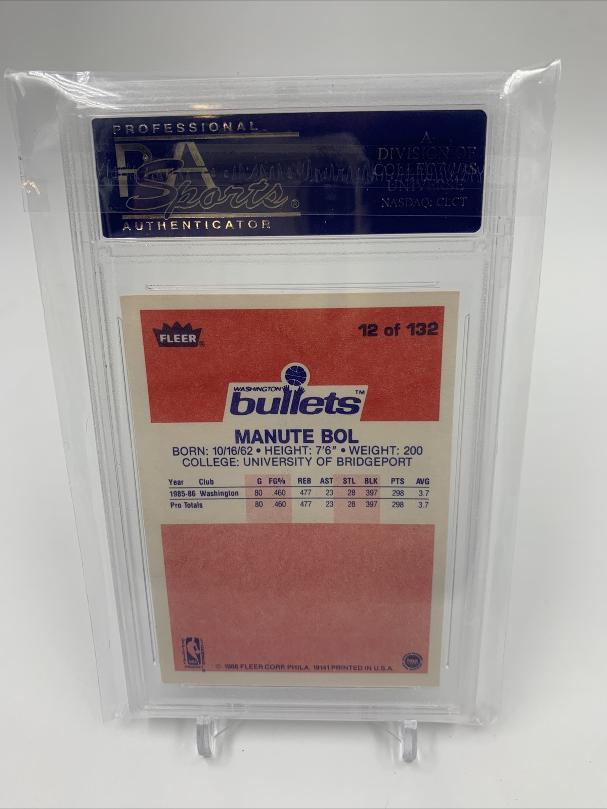 1986 FLEER BASKETBALL #12 MANUTE BOL PSA 8 NM-MT HTF | eBay