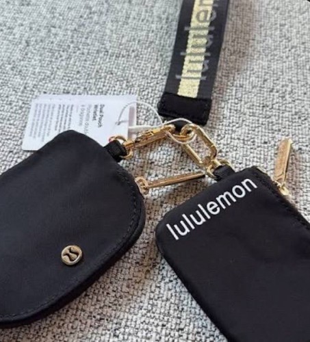 Lululemon Black Key Chain with Gold Hardware Logo and Zipper Pouch | eBay