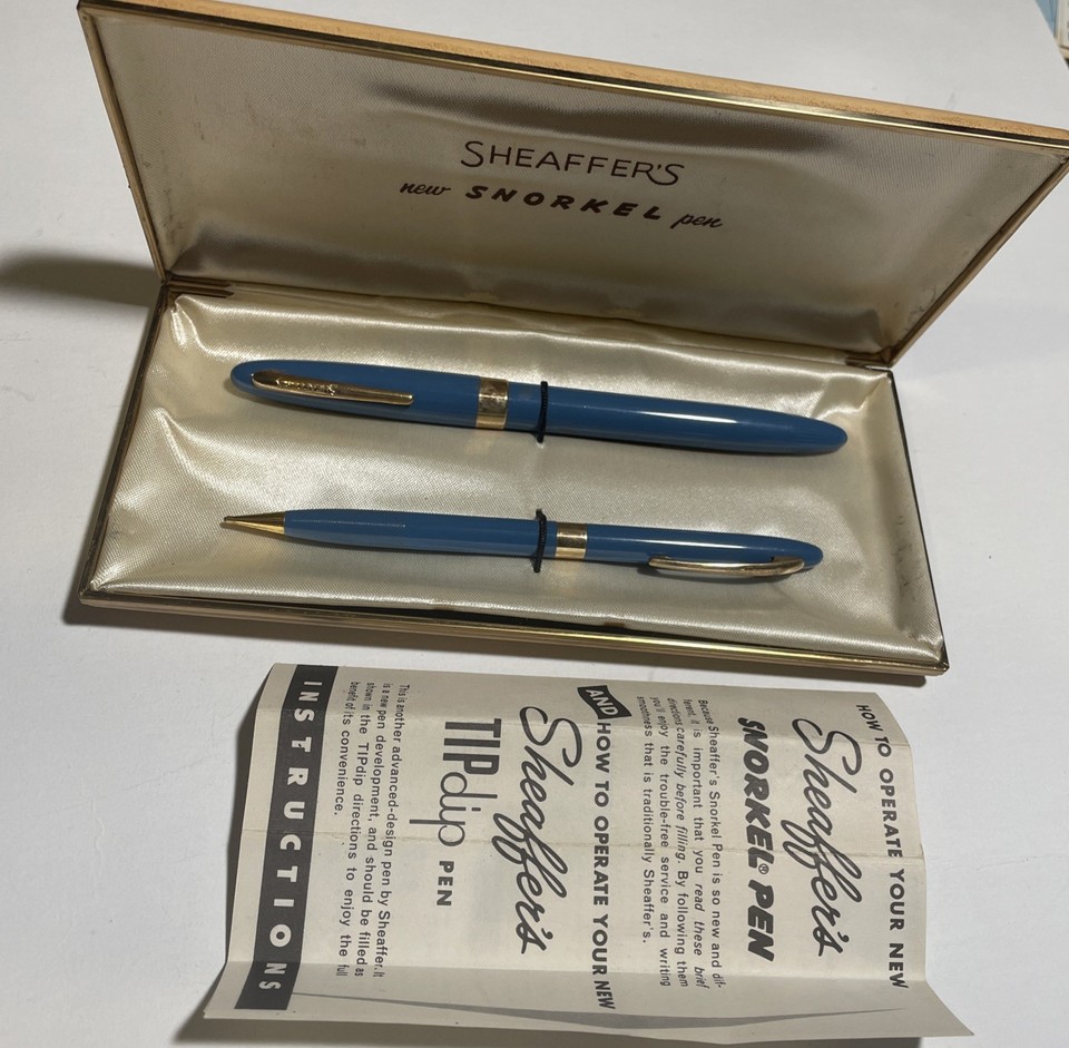 Sheaffer Snorkel Fountain Pen Pencil Set Vintage in Box 1950s | eBay