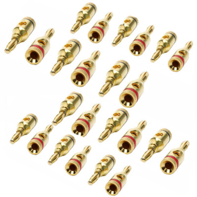 24 Pcs 24k Gold Plated Musical Jack Speaker Cable Wire Pin Banana Plug ...
