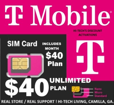 T-Mobile SIM Card Prepaid INCLUDES $40 Plan Unlimited 5G/4G LTE 1st 30 ...