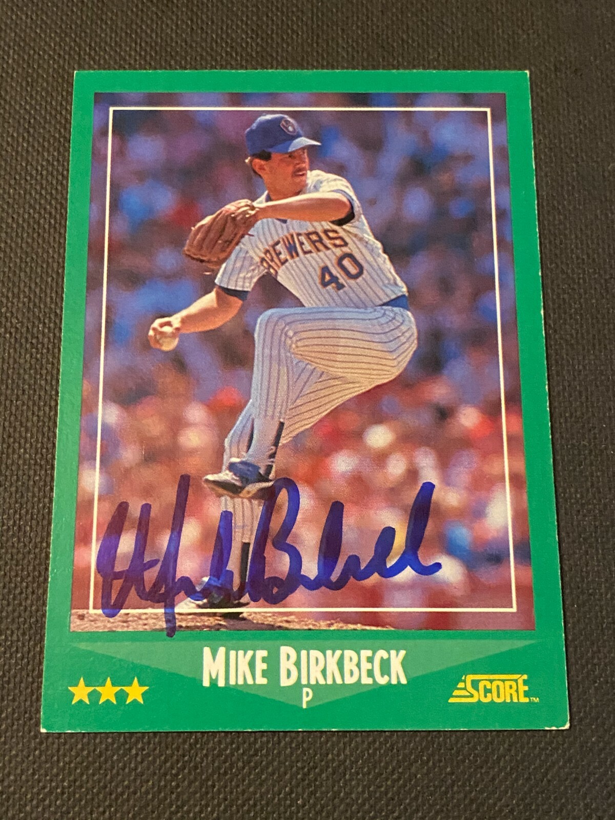 Mike Birkbeck Signed 1988 Score Card Auto Milwaukee Brewers Autograph ...