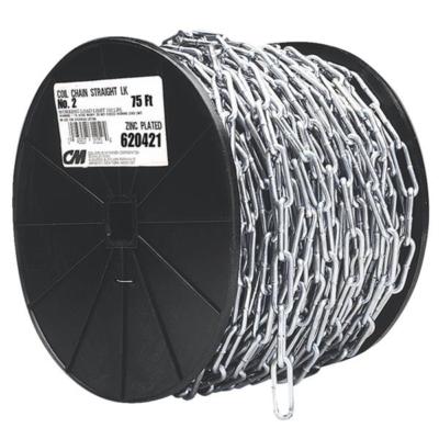 (1)-100' Steel Zinc Plated 605# Load Cap #3/0 Straight Link Swing Chain ...