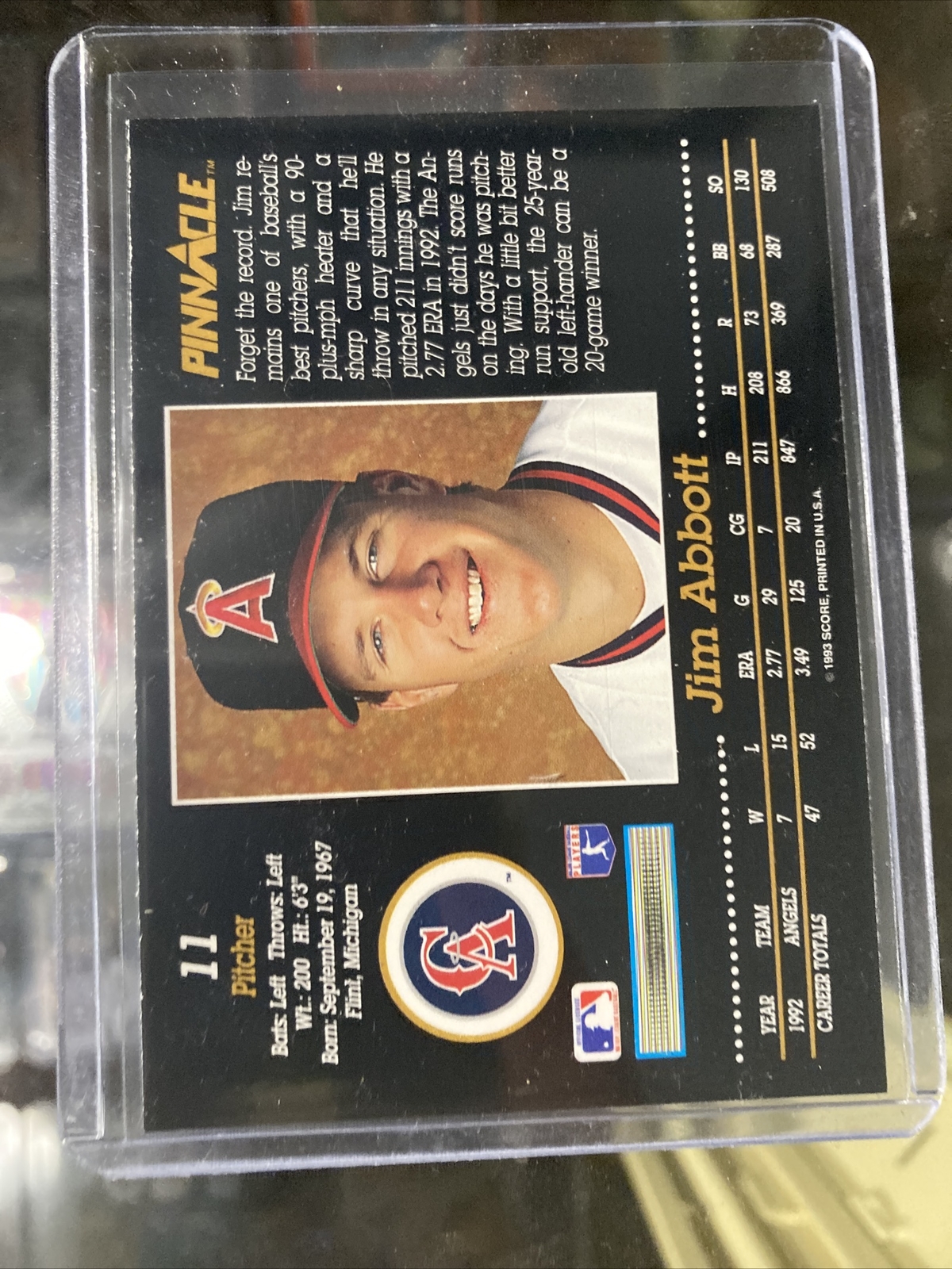 1993 Pinnacle Baseball Card #11 Jim Abbott | eBay