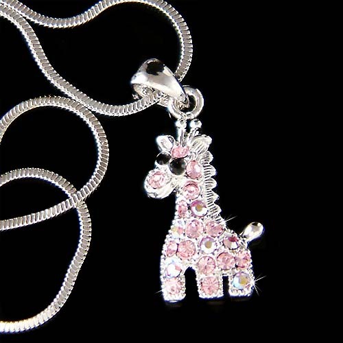 Pink Giraffe made with Swarovski Crystal Cute Safari Animal Girls Chain ...