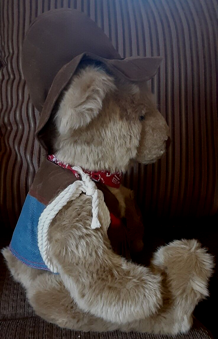 Russ Berrie Cowboy Bear 16" Plush Olde West Dude Jointed Stuffed Teddy ...