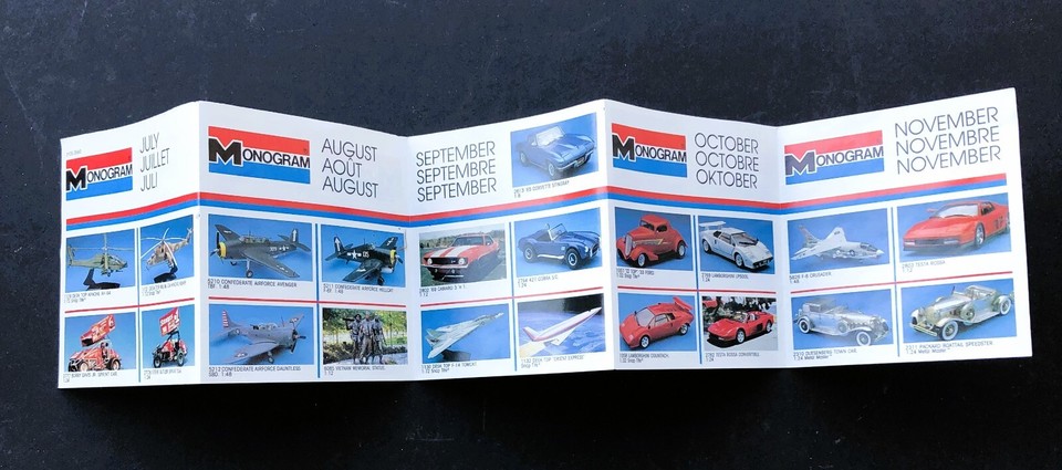VINTAGE 1988 MONOGRAM AIRPLANE & AUTOMOBILE MODEL KIT RELEASES CALENDAR ...