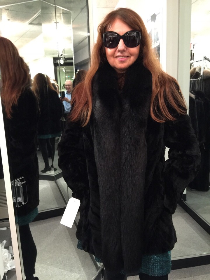 CHICAGO FUR MART OUTLET. SIZE 10. BRAND NEW SHEARED MINK STROLLER W/FOX ...