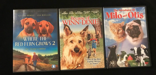 Lot of 3 DVDs Milo and Otis, Because of Winn-Dixie & Red Fern Grows 2 ...