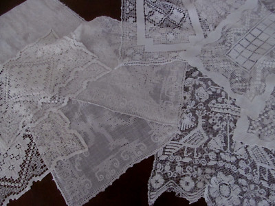 LOT of 8~Antique Filet Net Lace & Drawnwork Embroidered Long Runners ...