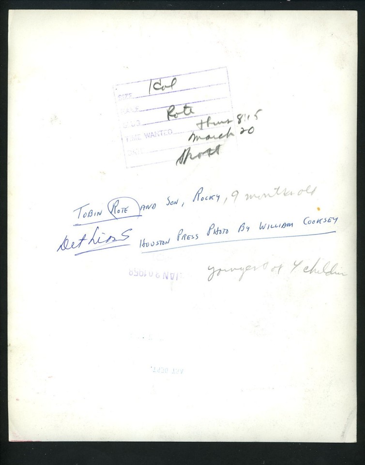 Tobin Rote & son Rocky 1958 Press Photo Detroit Lions | eBay