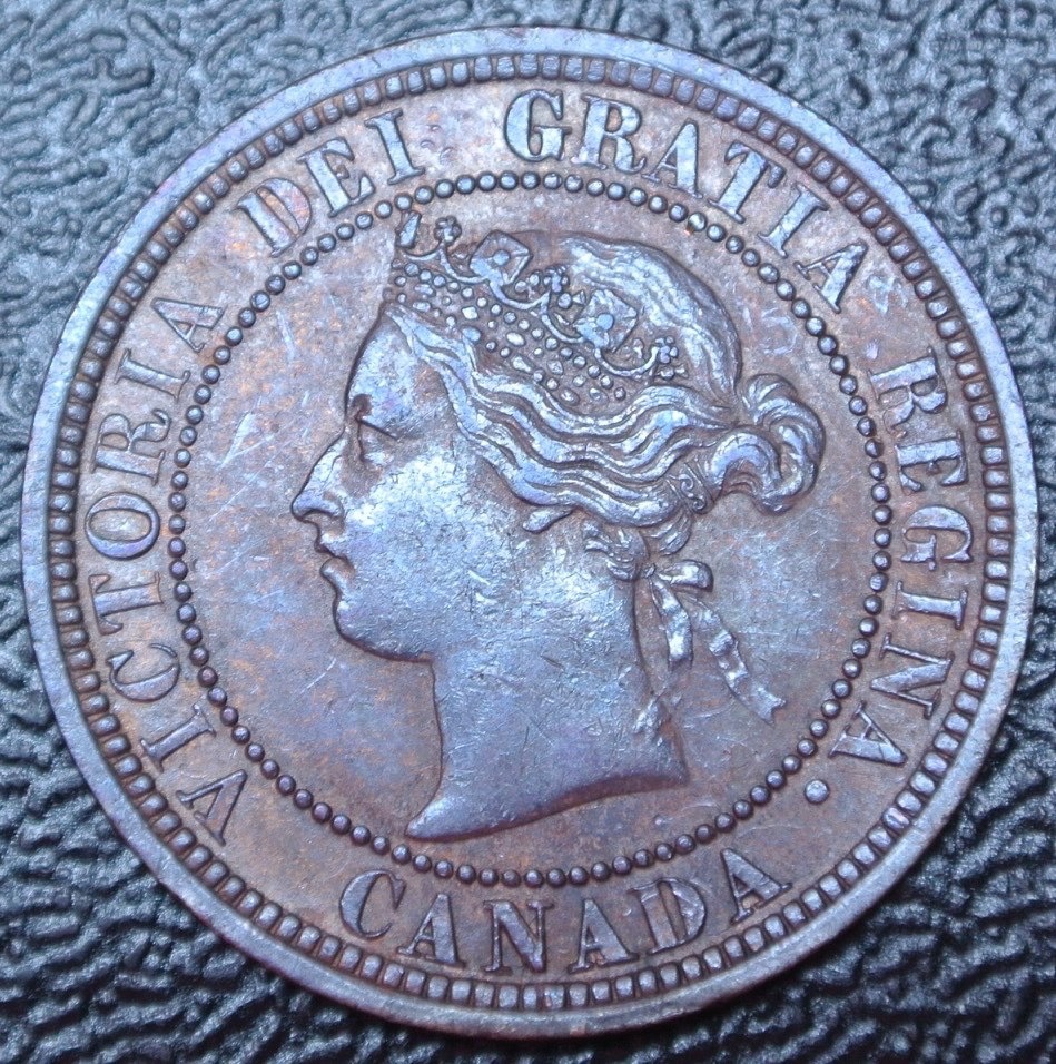 OLD CANADIAN COIN 1882 H - ONE CENT - LARGE CENT - Victoria - Double ...