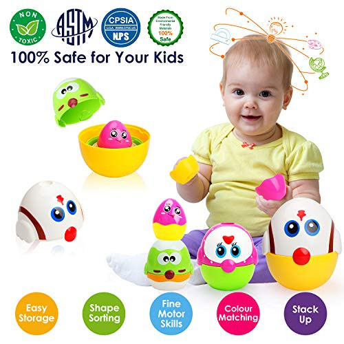 Easter Egg Toys Basket Stuffers for Toddler, 8 Pcs Nesting & Stacking ...