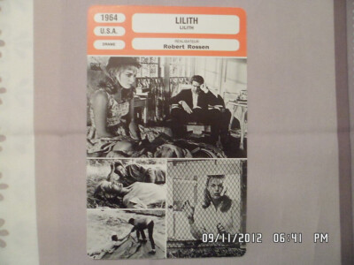 CARTE FICHE CINEMA 1964 LILITH Warren Beatty Jean Seberg Peter Fonda ...