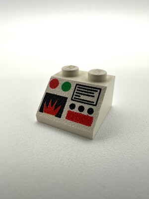LEGO Part 3039PB018 White Slope 45 2x2 With Monitor And Flame Pattern ...
