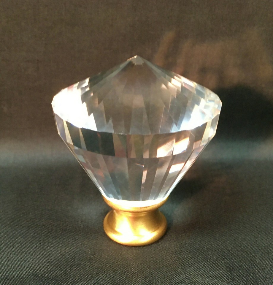 LAMP FINIAL-CLEAR OPTIC CRYSTAL LAMP FINIALS-CHROME/SATIN BRASS BASES ...