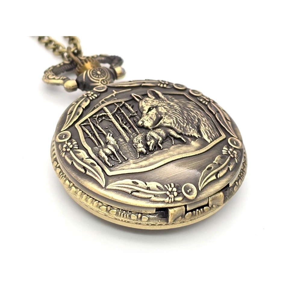 Wolf Pack Pocket Watch - Bronze Nature Wolves Gift Vintage Look ...