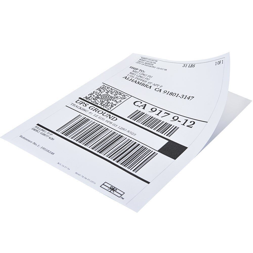 100 Full Sheet Shipping Labels 8.5x11 Self Adhesive Blank Paper for ...