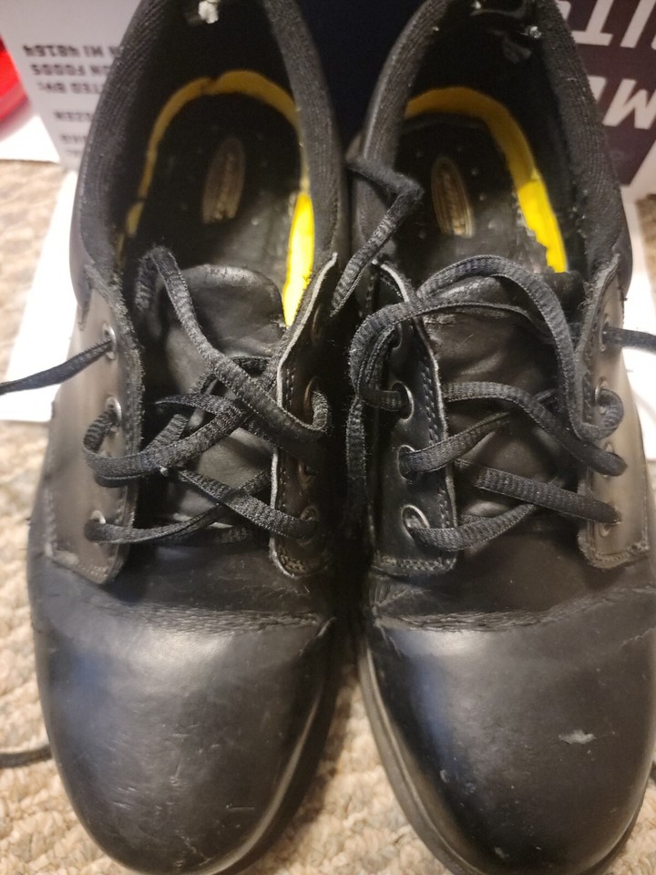 Safetrax Men’s Black Leather Steel Toe Work Shoes 9.5M Slip and Oil ...