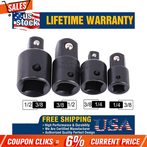 4pc 3/8" to 1/4" 1/2 inch Drive Ratchet SOCKET ADAPTER REDUCER Air ...