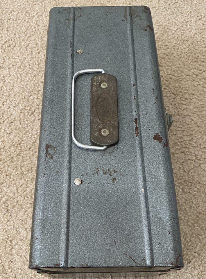 Vintage DUNLAP Metal Tool Box / Tackle Box With Hinged Tray Storage 14 ...