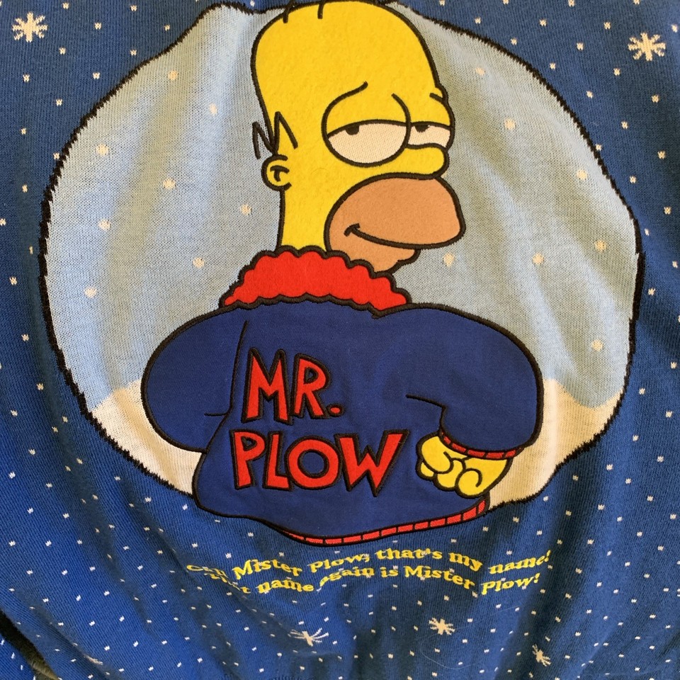 The Simpsons Xmas Jumper Mr Plow. Homer. Size L UK blue | eBay UK
