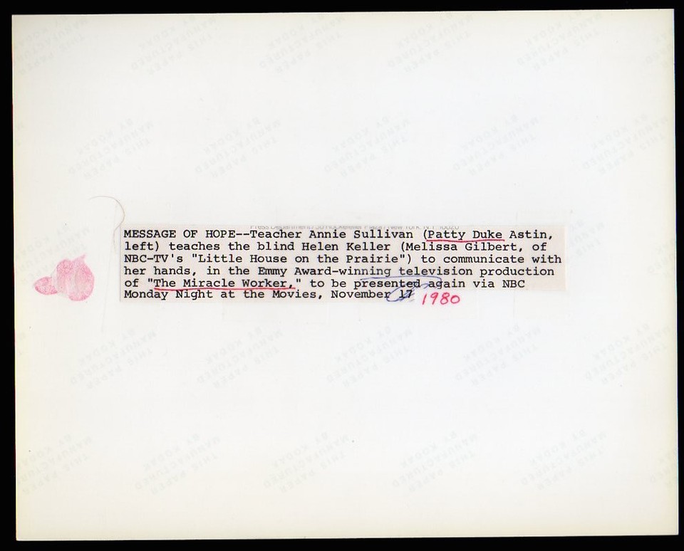 PATTY DUKE Melissa Gilbert THE MIRACLE WORKER Helen Keller bio VINTAGE ...