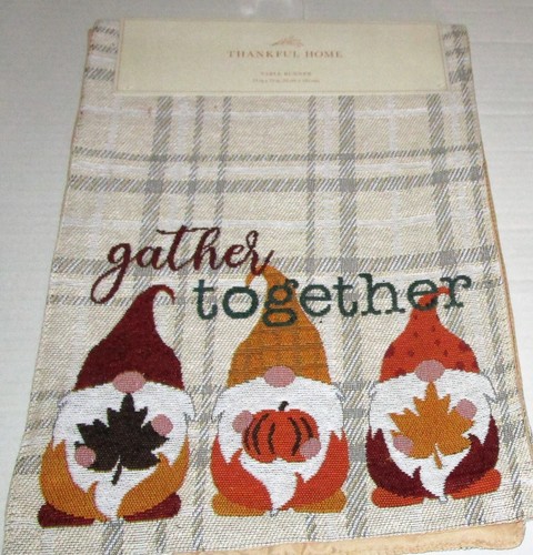 FALL TAPESTRY Table Runner 13" X 72" FALL GNOMES/GATHER TOGETHER | eBay