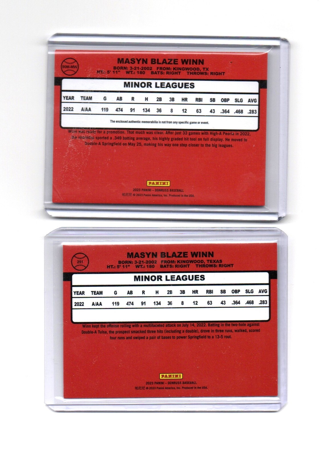 2023 Donruss Masyn Winn Jersey Red Relic Card /99 + Emoji Card /46 + 10 ...