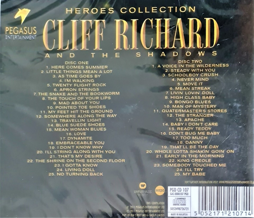 CLIFF RICHARD &THE SHADOWS " HEROES COLLECTION" DOUBLE EDITION CD | eBay