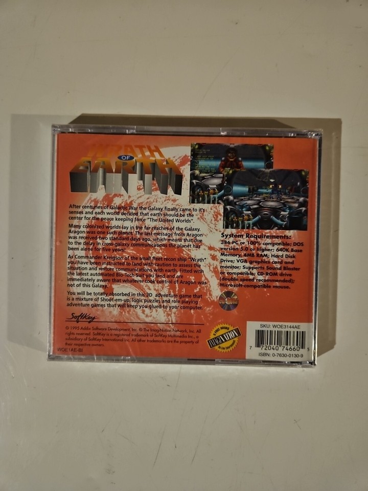 NEW Wrath Of Earth Softkey 1995 Vintage CD rom PC Video Game HTF! MEGA ...