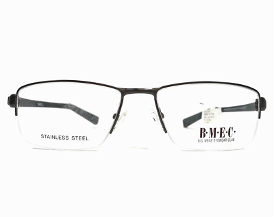 BMEC Eyeglasses Frames Big Loop Matte Gunmetal/Grey Square Half Rim 57 ...