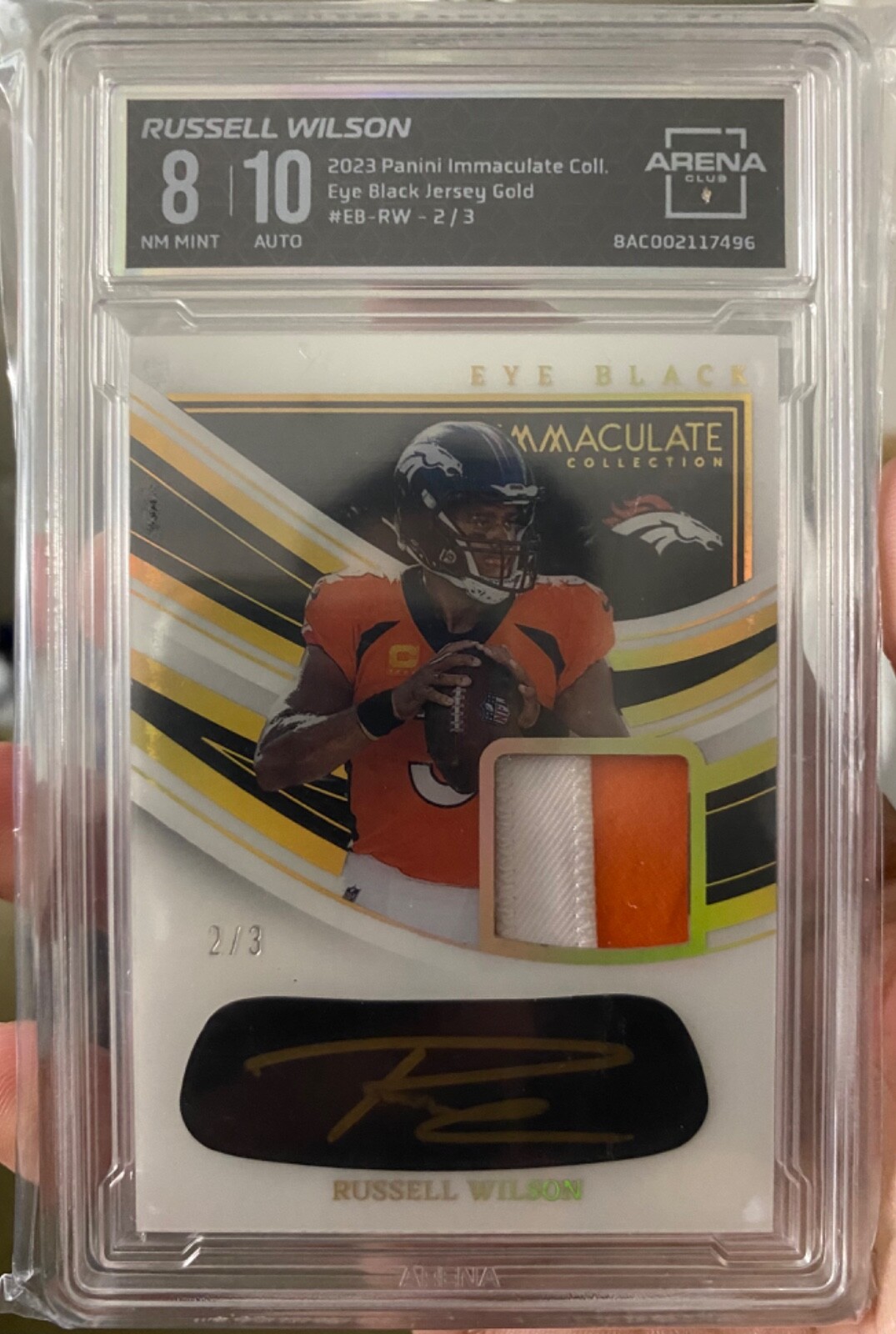 2023 Panini Immaculate Russell Wilson Eye Black Patch Auto Gold Ink /3 ...