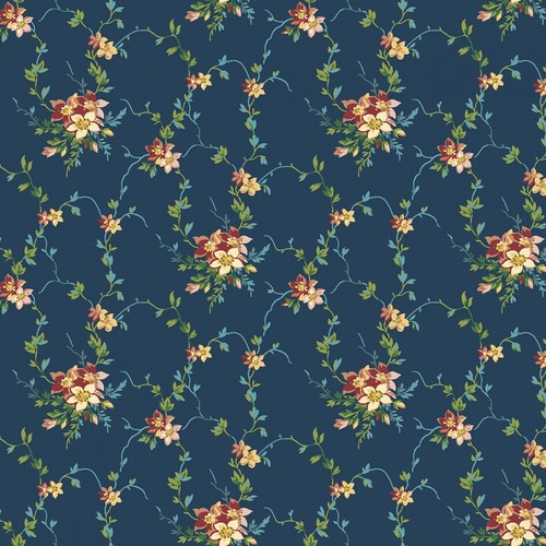 By The Yard, Marcella, Small Flowers On dark Blue Cotton By Marcus ...