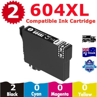 2X Compatible 604 604XL Black Ink For Epson XP 2200 3200 4200 WF 2910 ...