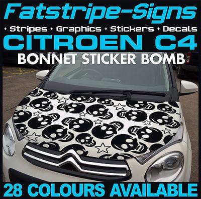 to fit CITROEN C4 GRAPHICS STICKER BOMB BONNET DECALS STICKERS STRIPES ...