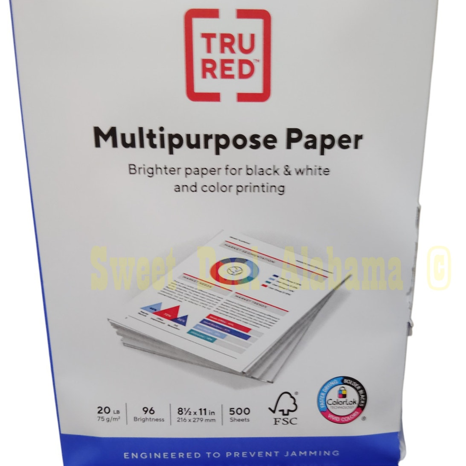 3 Reams, 1500 Pages, TRU RED 8.5 X 11 Multipurpose Paper, 20 Lbs., 96 ...