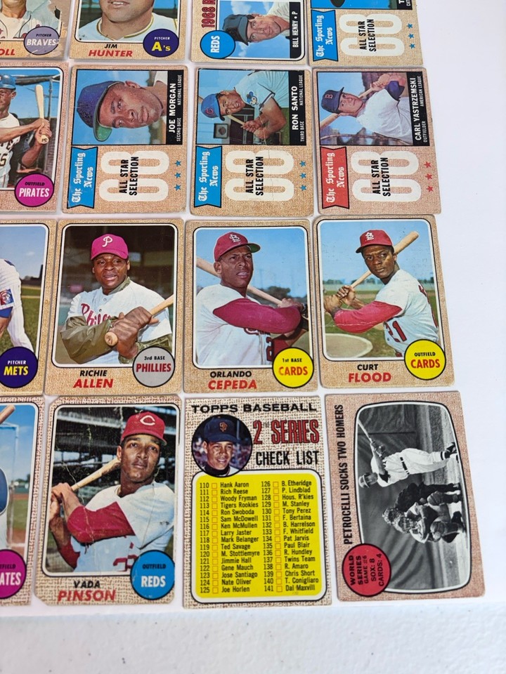 1968 Topps Baseball Card Partial Complete Set 143/598 Stars 33 Mid High ...