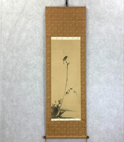 Japanese Hanging Scroll – “Shrike on a Withered Tree” by Musashi, Print ...