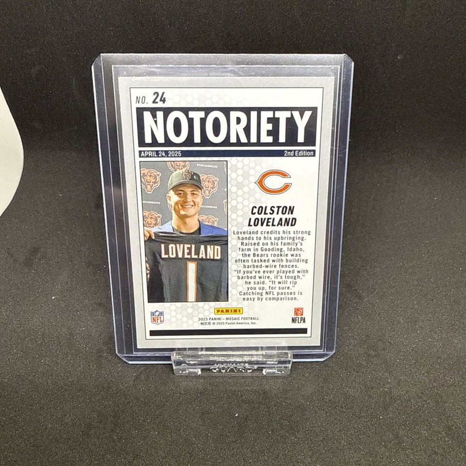 Colston Loveland 2025 Mosaic Notoriety Silver Mosaic #24 Chicago Bears ...