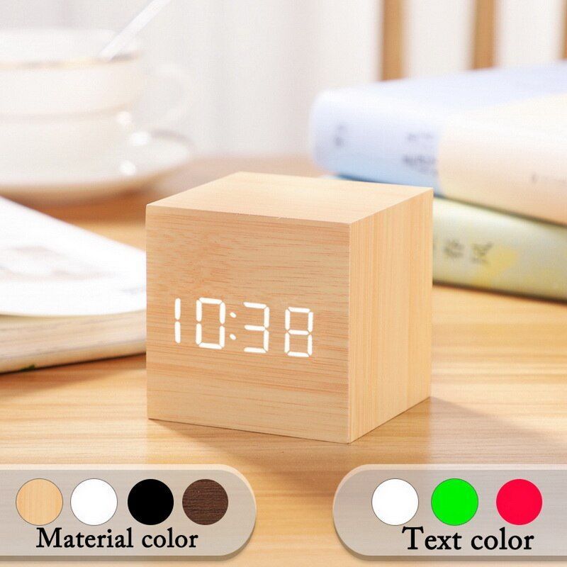 Wood Digital Clock Wood Cubee Alarm Clock